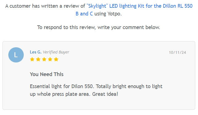 Skylight LED lighting Kit for the Dillon RL 550 B C – Inline Fabrication