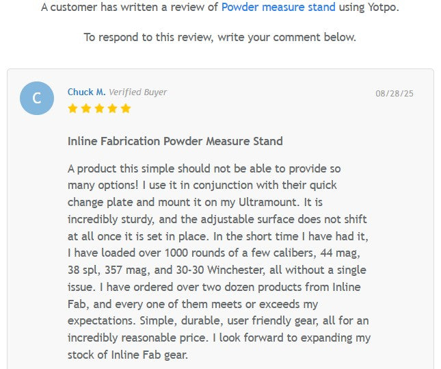 Powder measure stand – Inline Fabrication